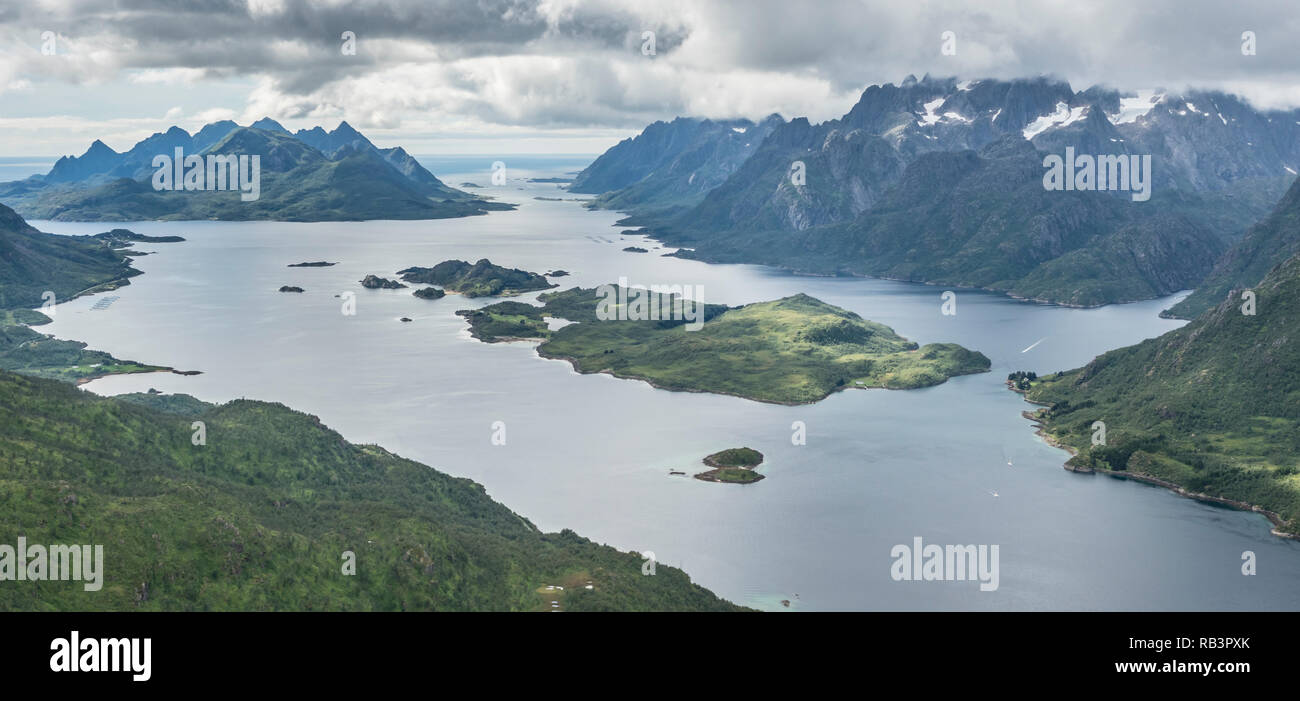 View over the Raftsund, the strait between islands Hinnøya and ...