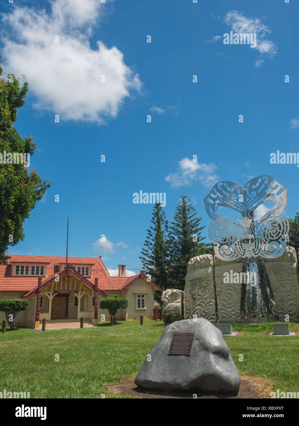 Kings' Mask steel sculpture, based on the moko design of the first and ...