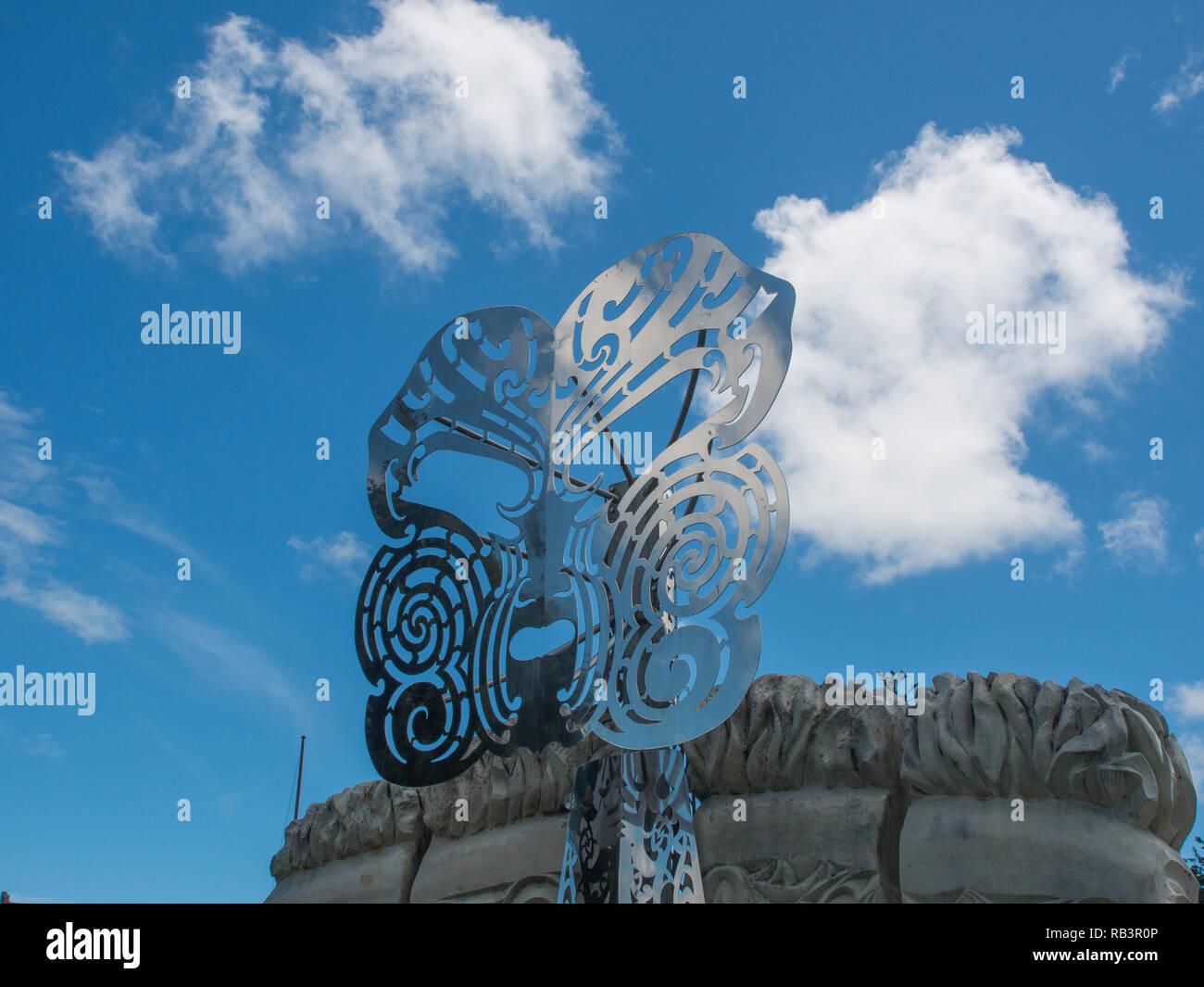Kings' Mask steel sculpture, based on the moko design of the first and ...