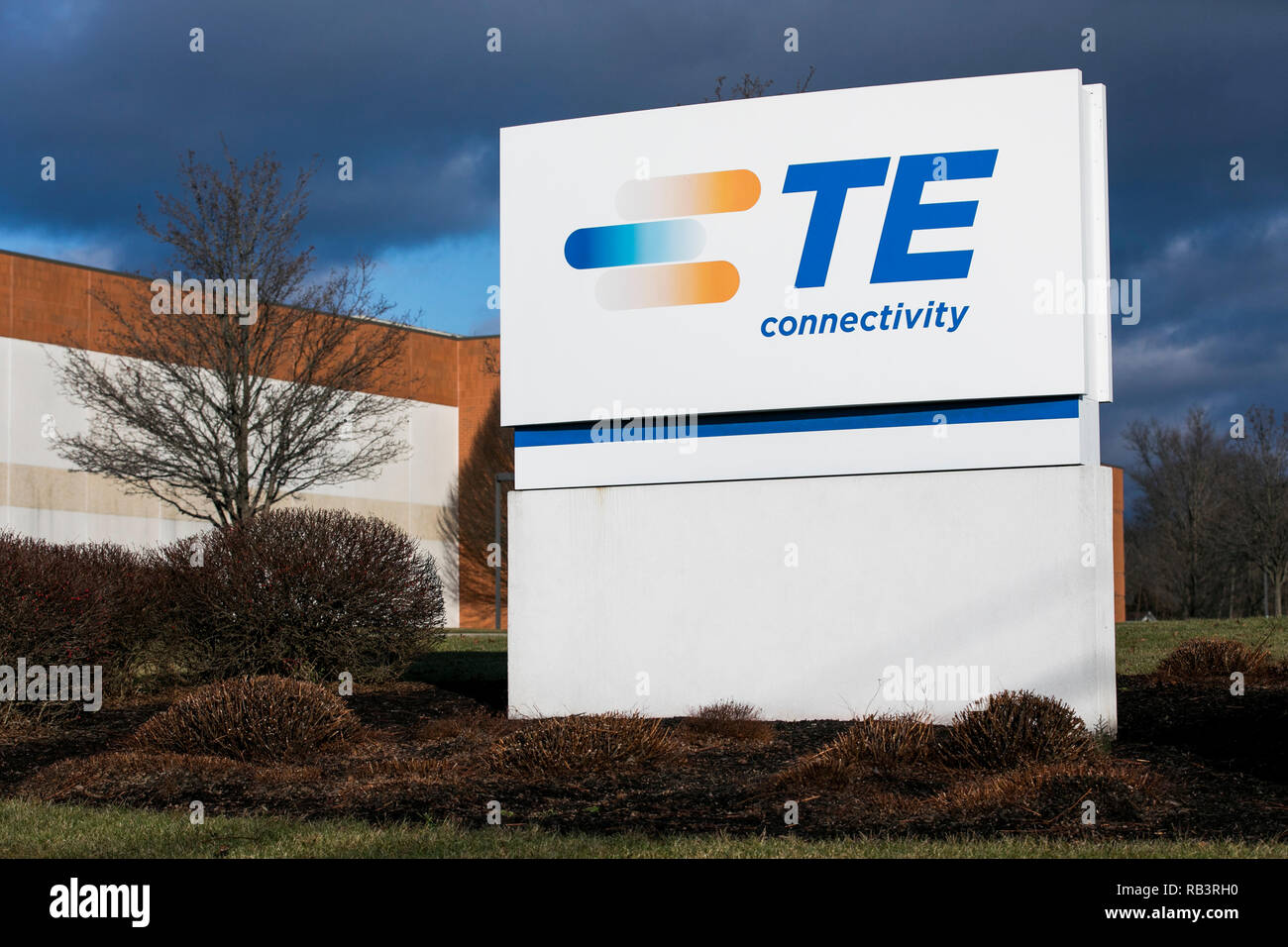 A logo sign outside of a facility occupied by TE Connectivity in ...