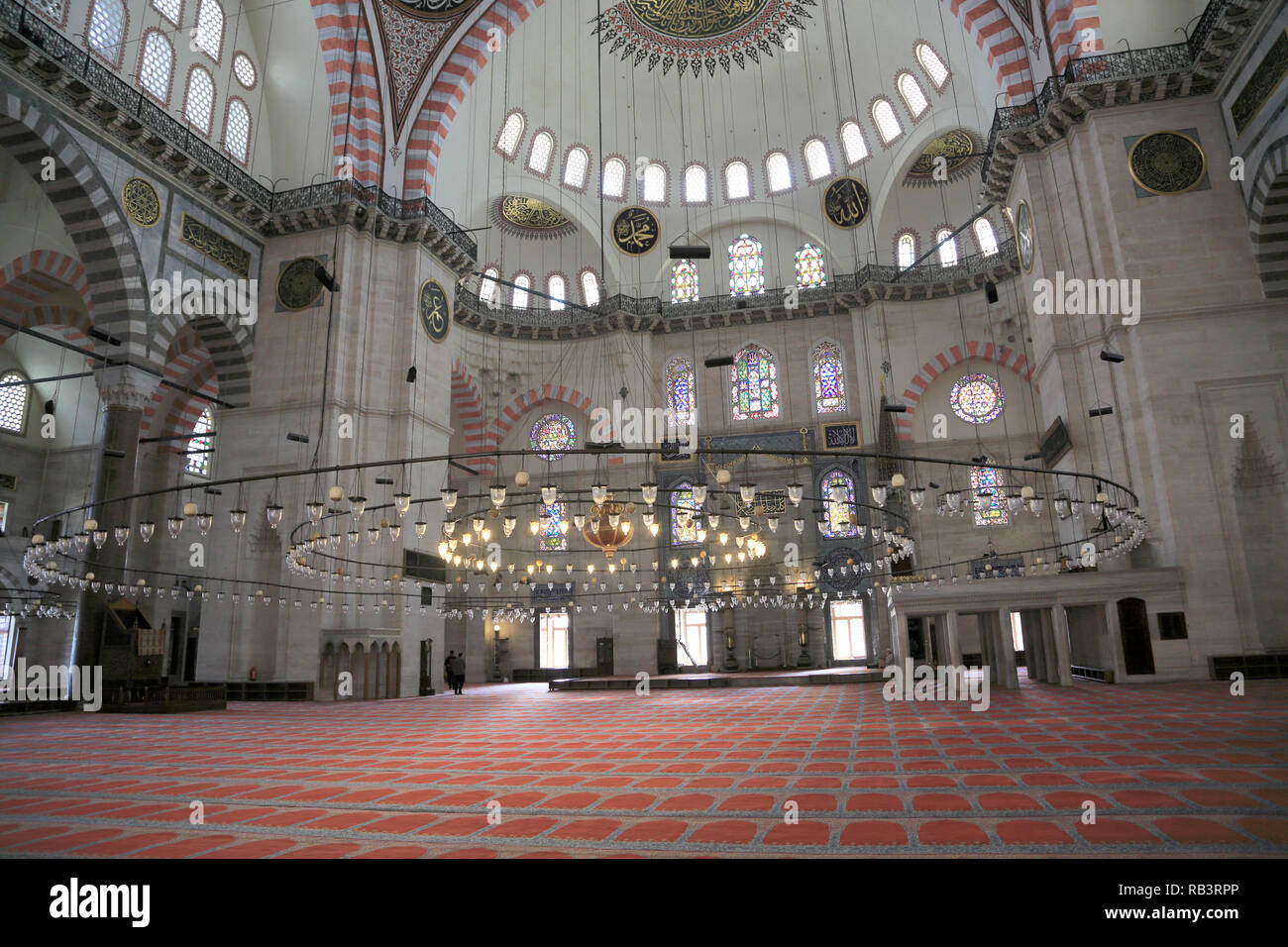 Interior, Suleymaniye Mosque, UNESCO World Heritage Site, Istanbul ...