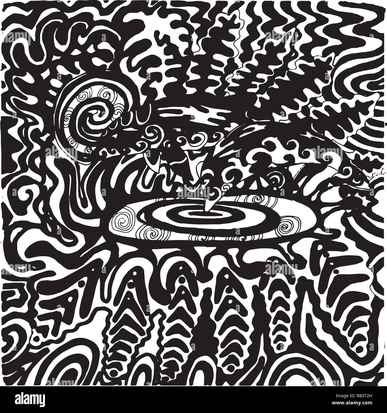 Illustration of dolphins on psychedelic background. T-shirt print idea ...