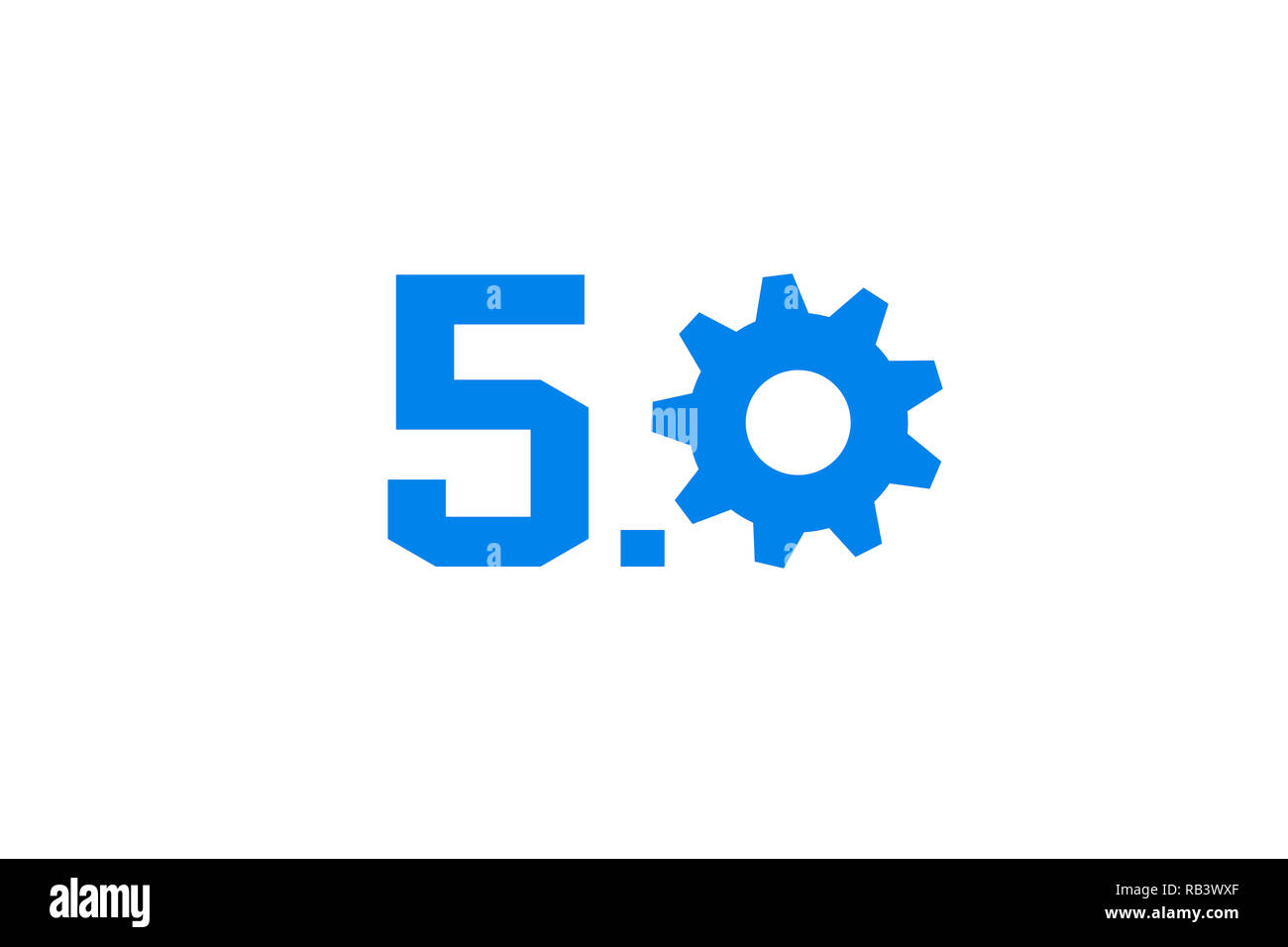 Industry 5.0 concept . Number 5 and gear texts and blue tone of ...