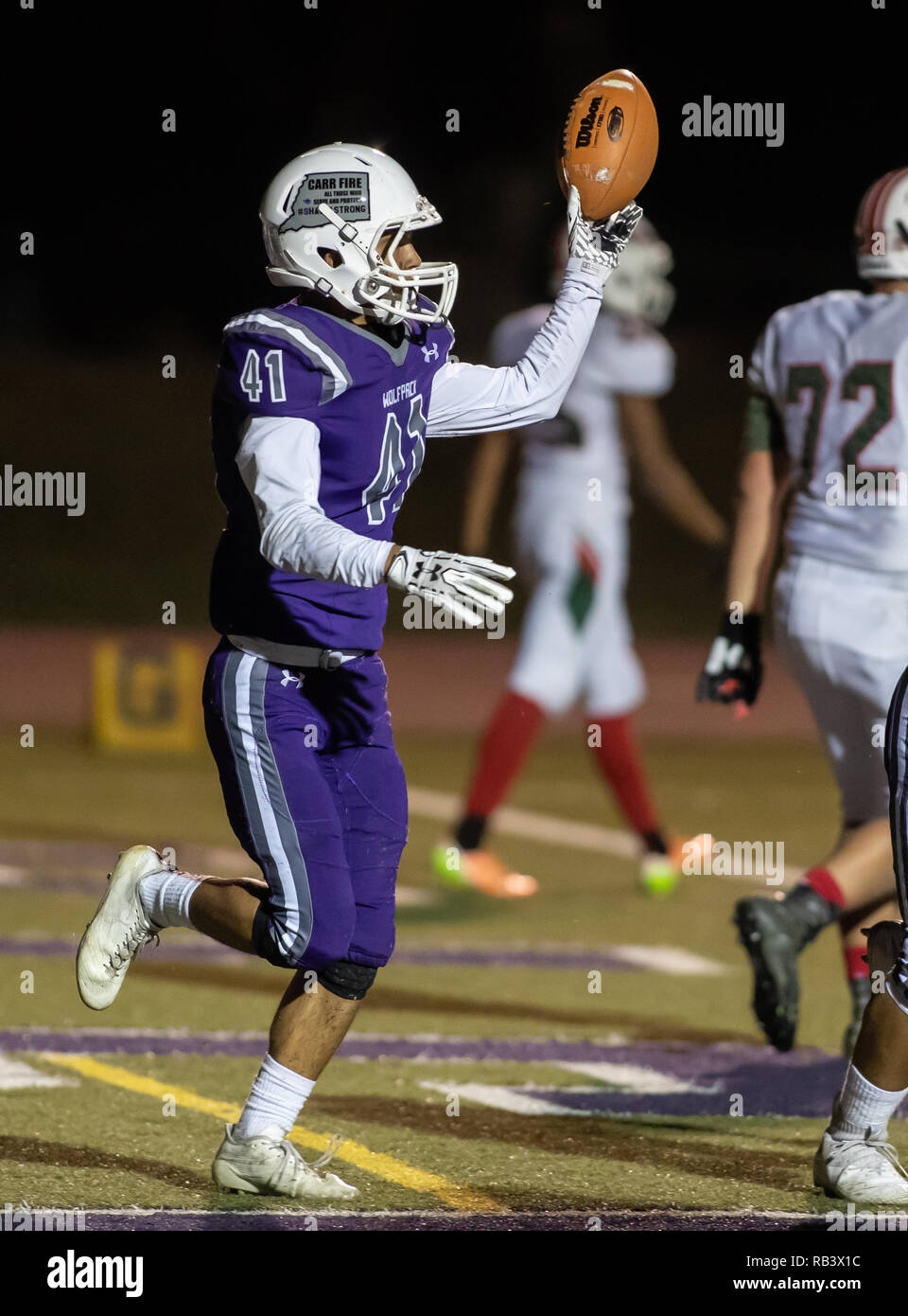 Varsity football action with Eureka vs, Shasta High School in Redding ...