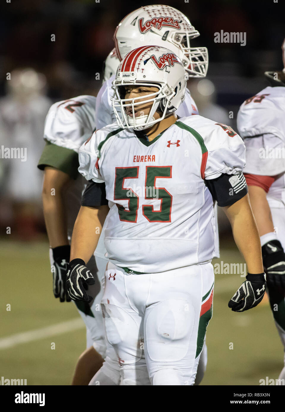 Varsity football action with Eureka vs, Shasta High School in Redding ...
