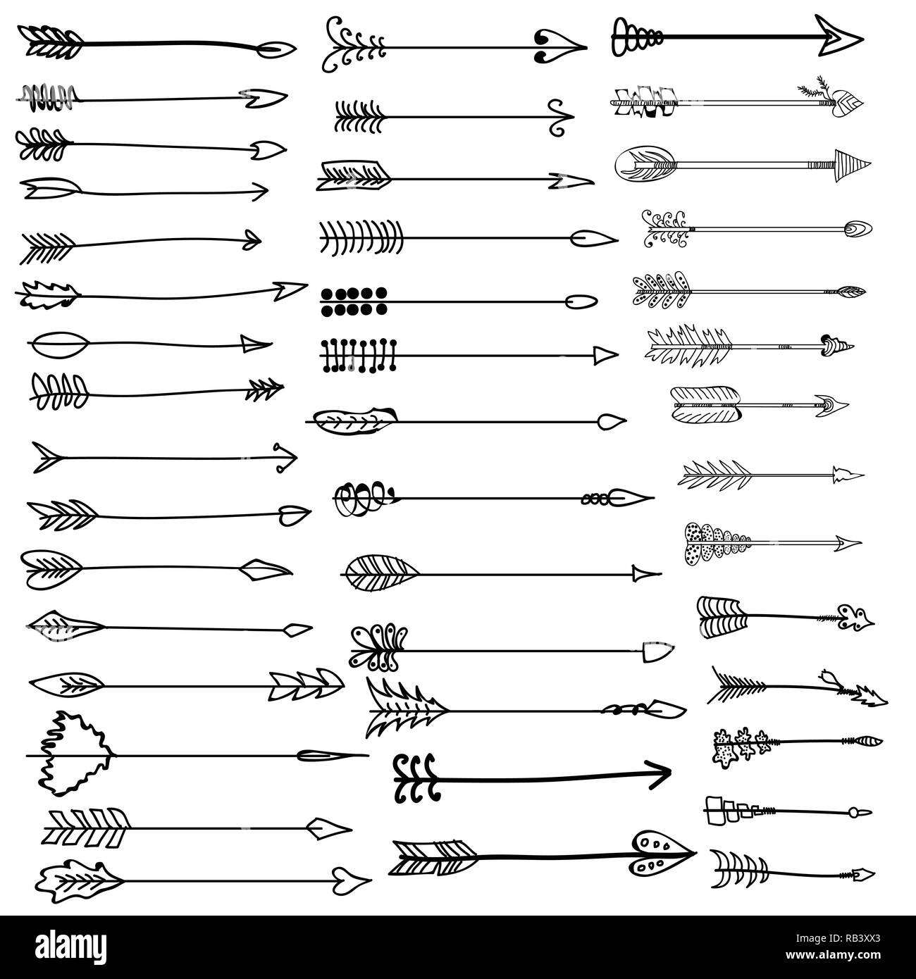 Hand drawn vector arrows collection. Doodle ethnic indian arrows drawn ...