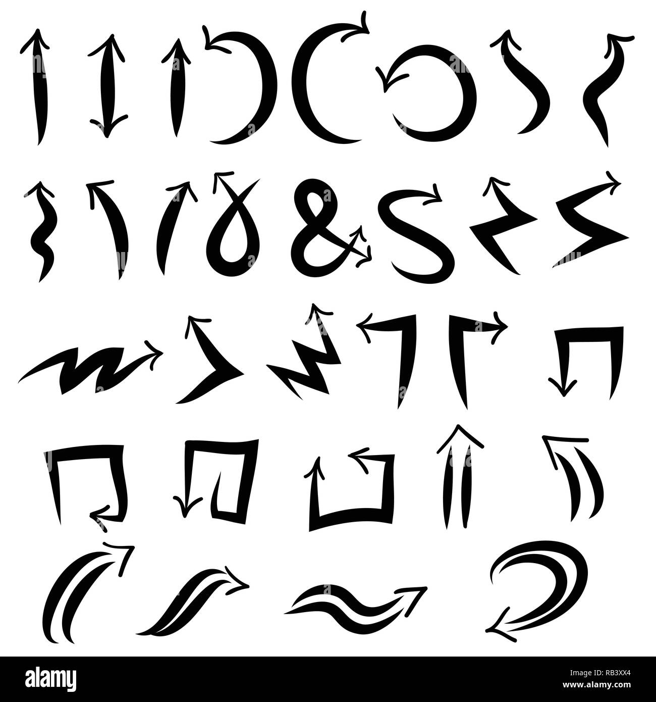 Set arrow icon collection different way arrows sign black vector hi-res ...