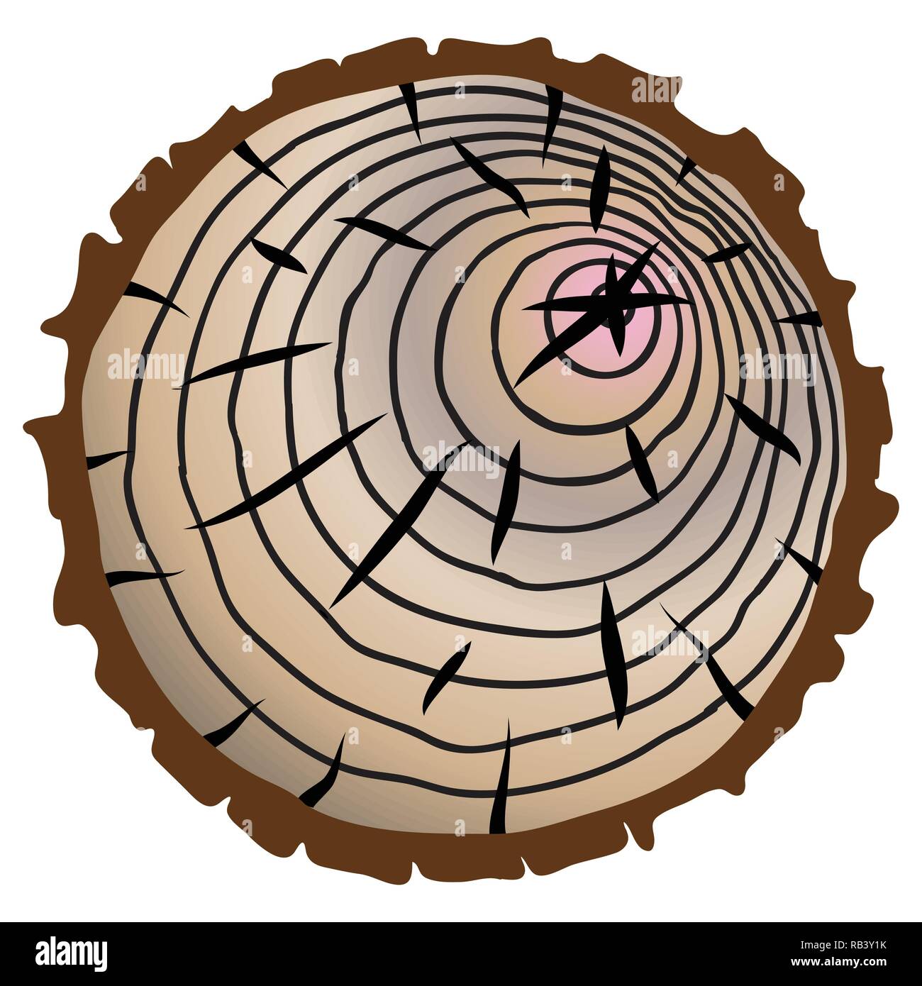 Vector colour saw cut pine tree trunk and tree rings background Stock ...