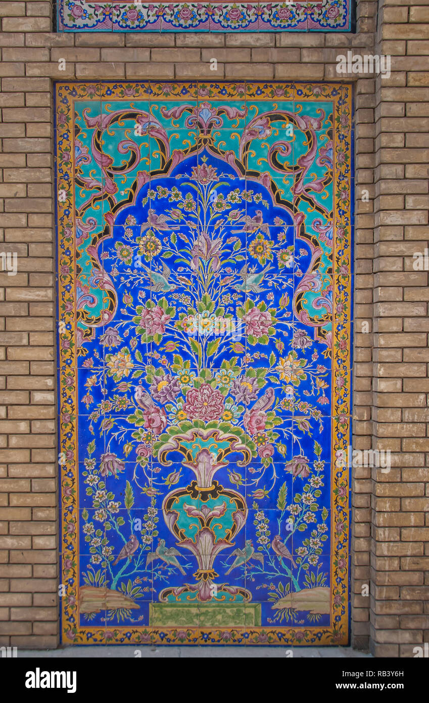 Mosaic traditional oriental floral wall pattern in Iran Stock Photo - Alamy