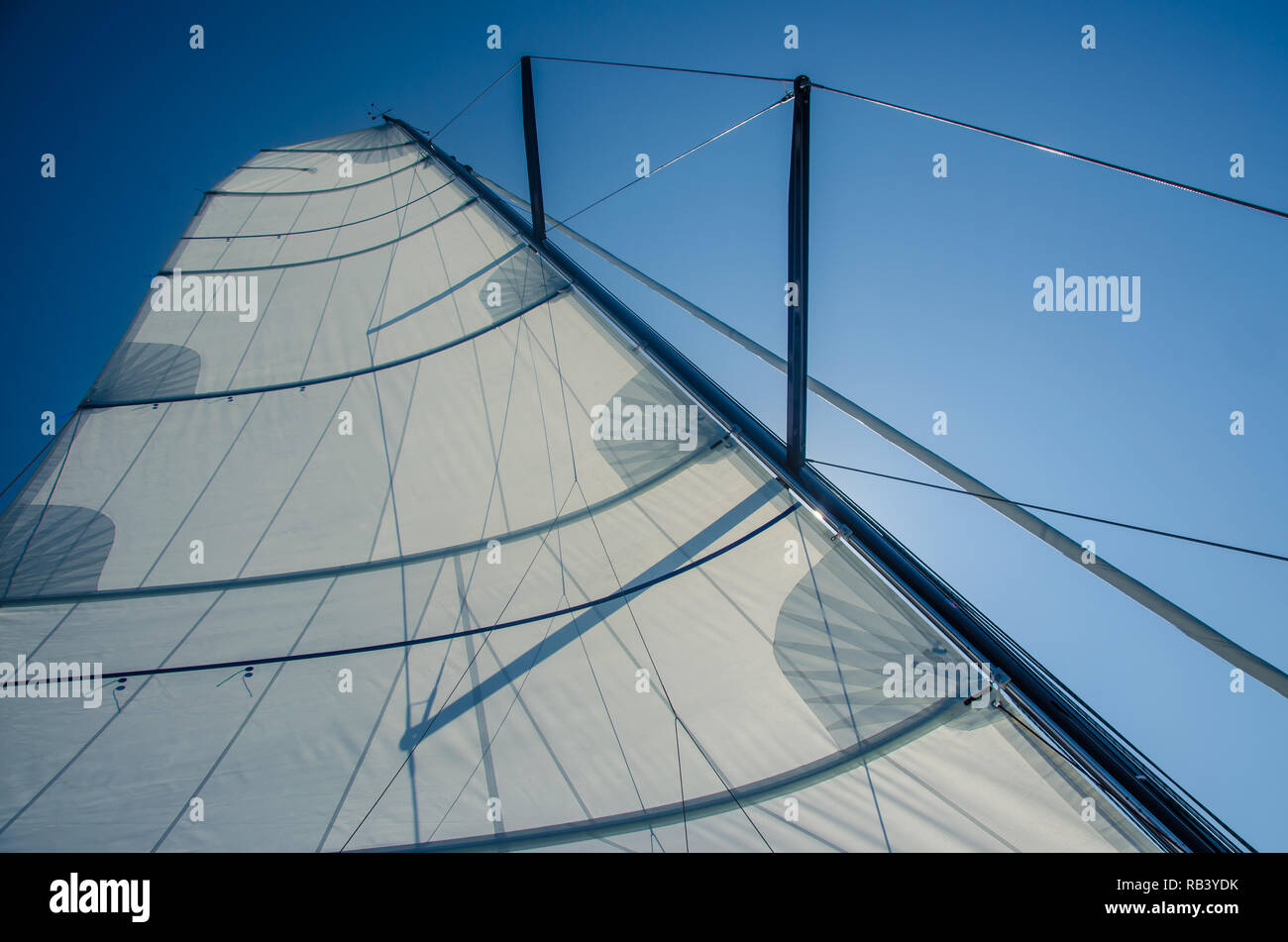 Modern Sailing boat white sails Stock Photo - Alamy