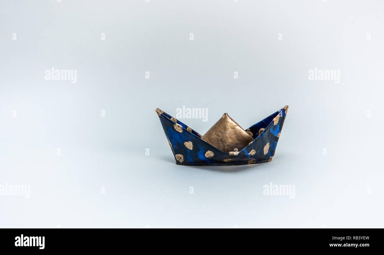 Paper boat origami folding art colored Stock Photo - Alamy