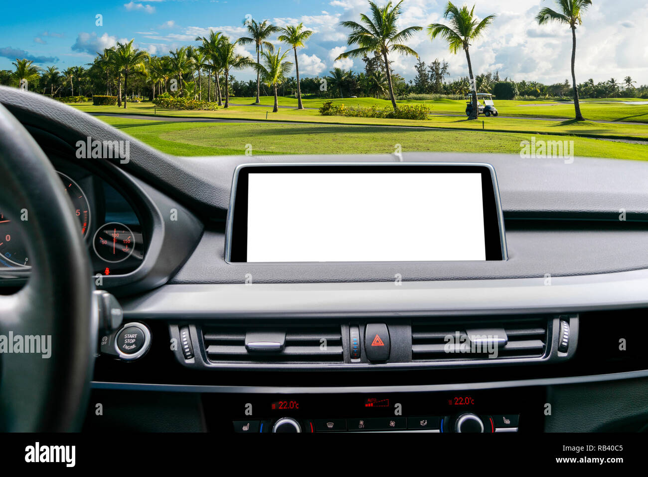 Monitor in car with isolated blank screen use for navigation maps and ...