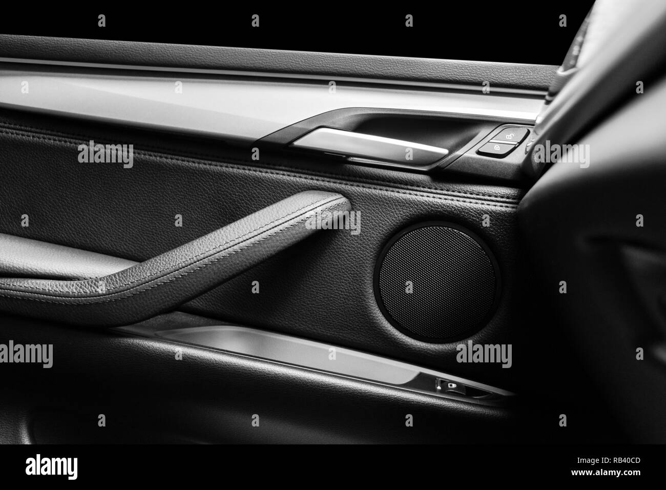 Door handle with Power window control buttons of a luxury passenger car ... Door handle with Power window control buttons of a luxury passenger car ...