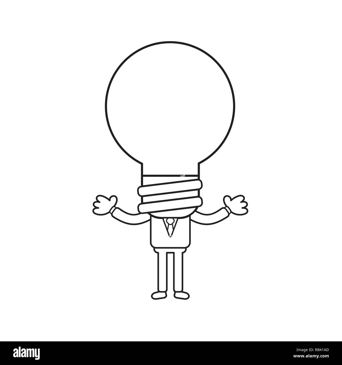 Vector illustration concept of businessman character with light bulb ...