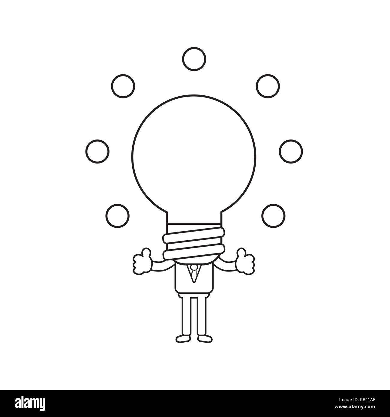 Vector illustration concept of businessman character with glowing light ...