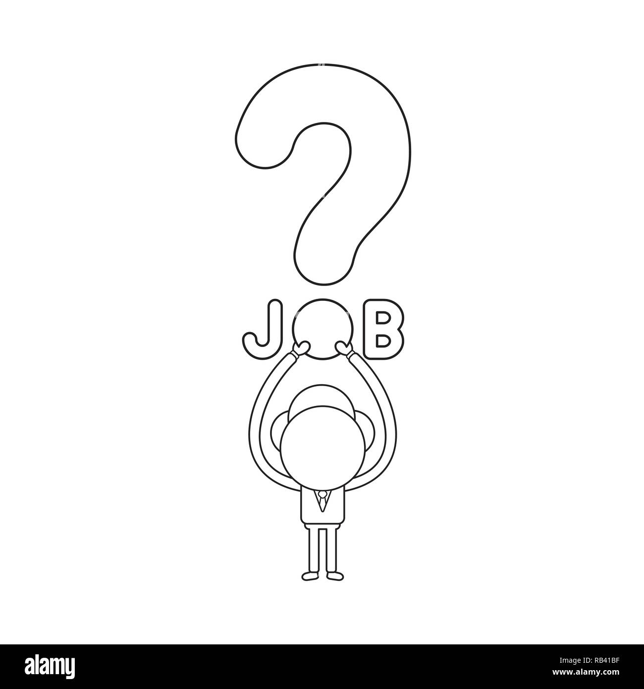 Vector illustration concept of businessman character holding up job ...