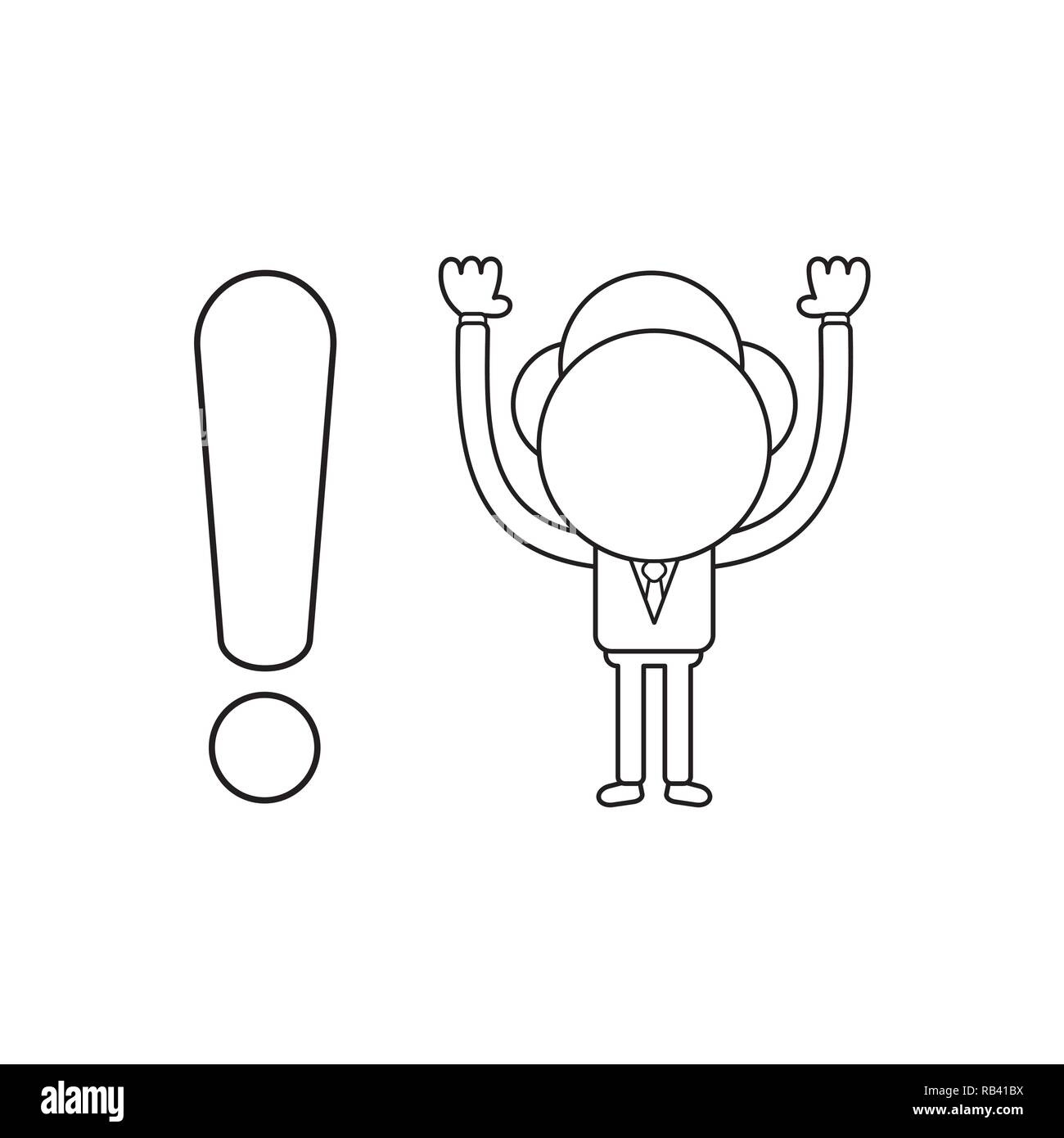 Vector illustration concept of businessman character with exclamation ...