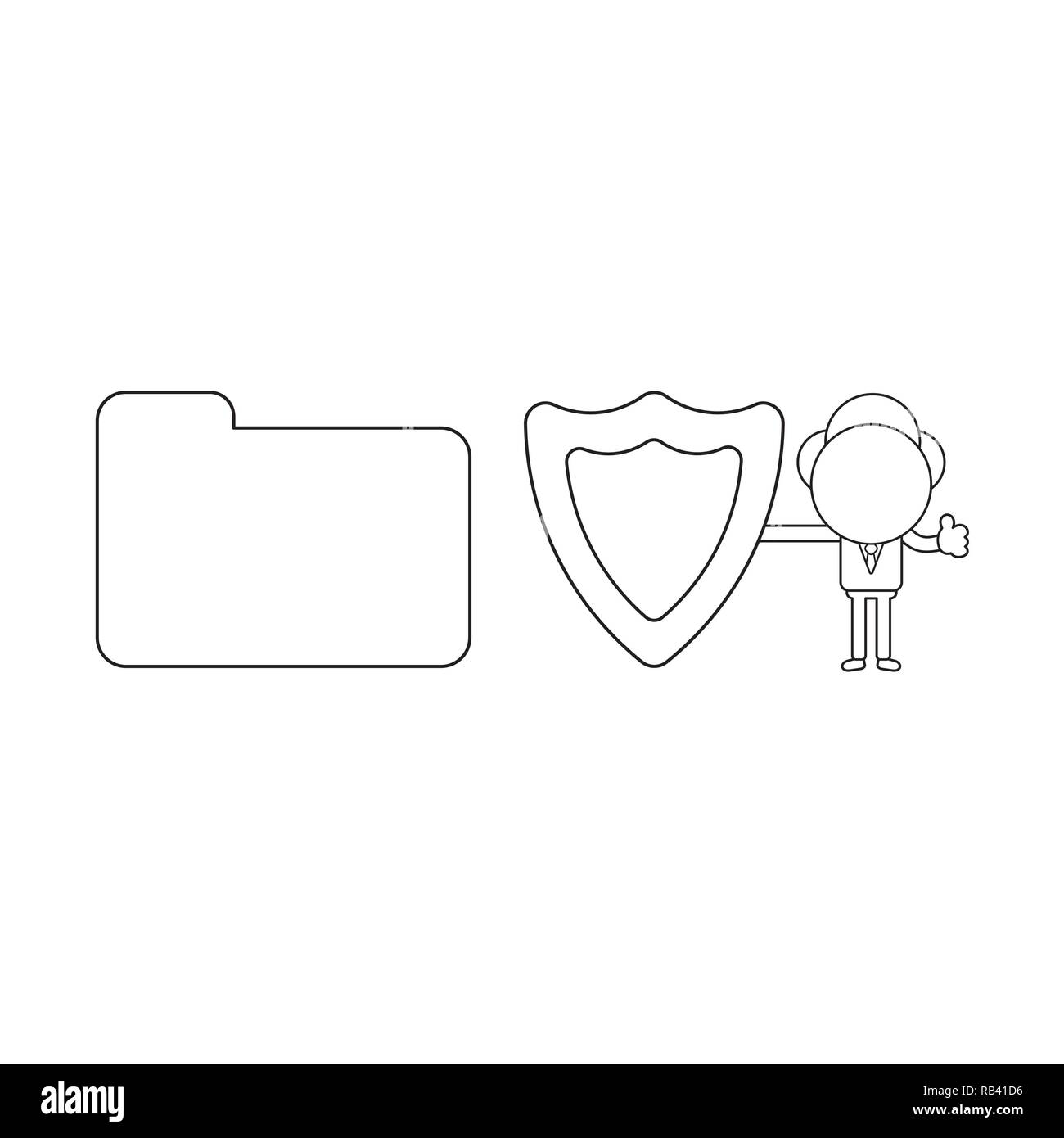 Vector illustration concept of businessman character with closed file ...