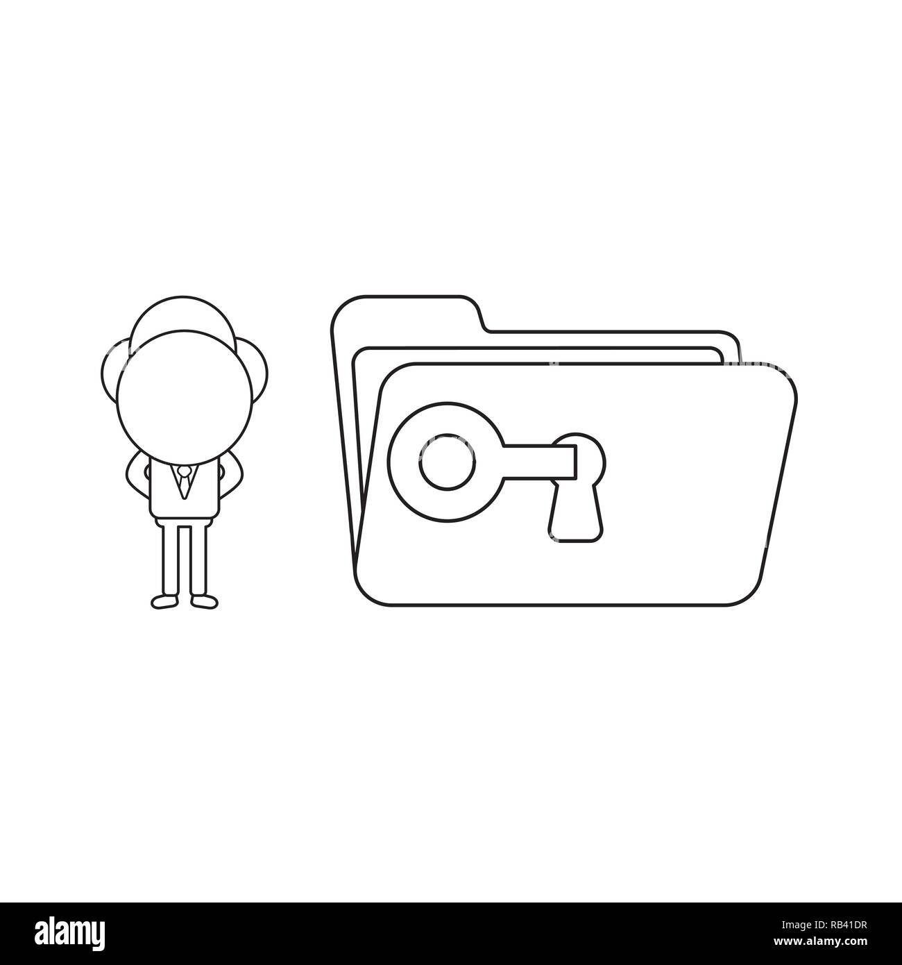 Vector illustration concept of businessman character unlock file folder ...