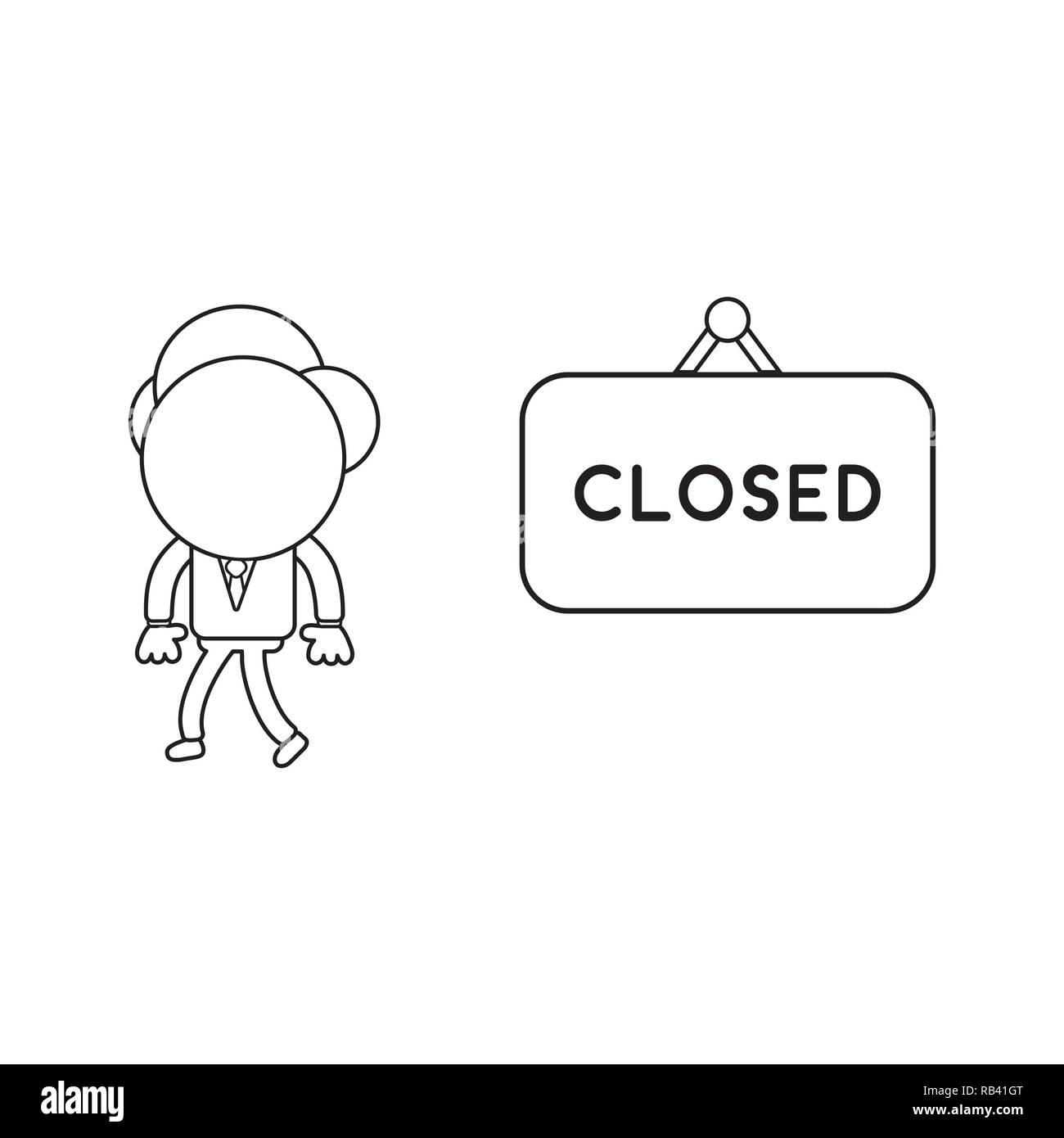 Vector illustration concept of businessman character with closed ...