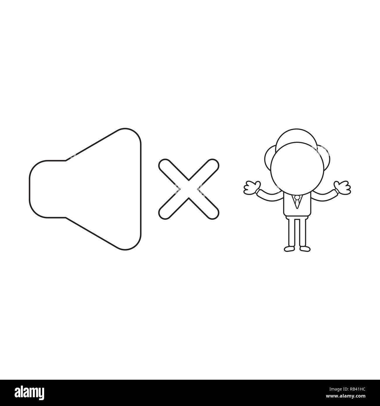 Vector illustration concept of businessman character with sound off ...