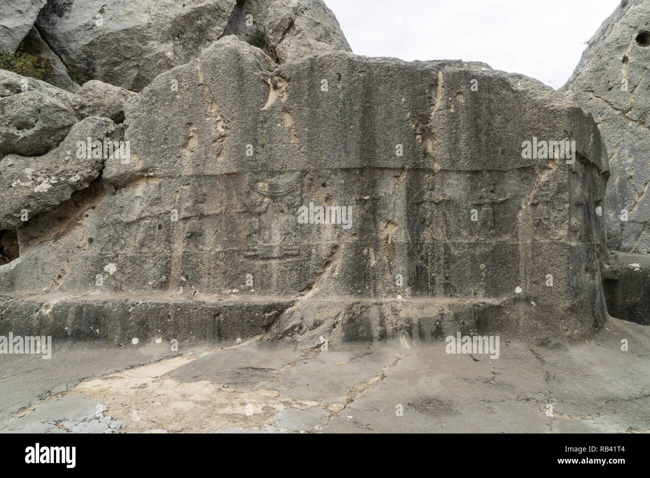 Hittie rock relief carving at Hattusa. Hattusa which was admitted to ...