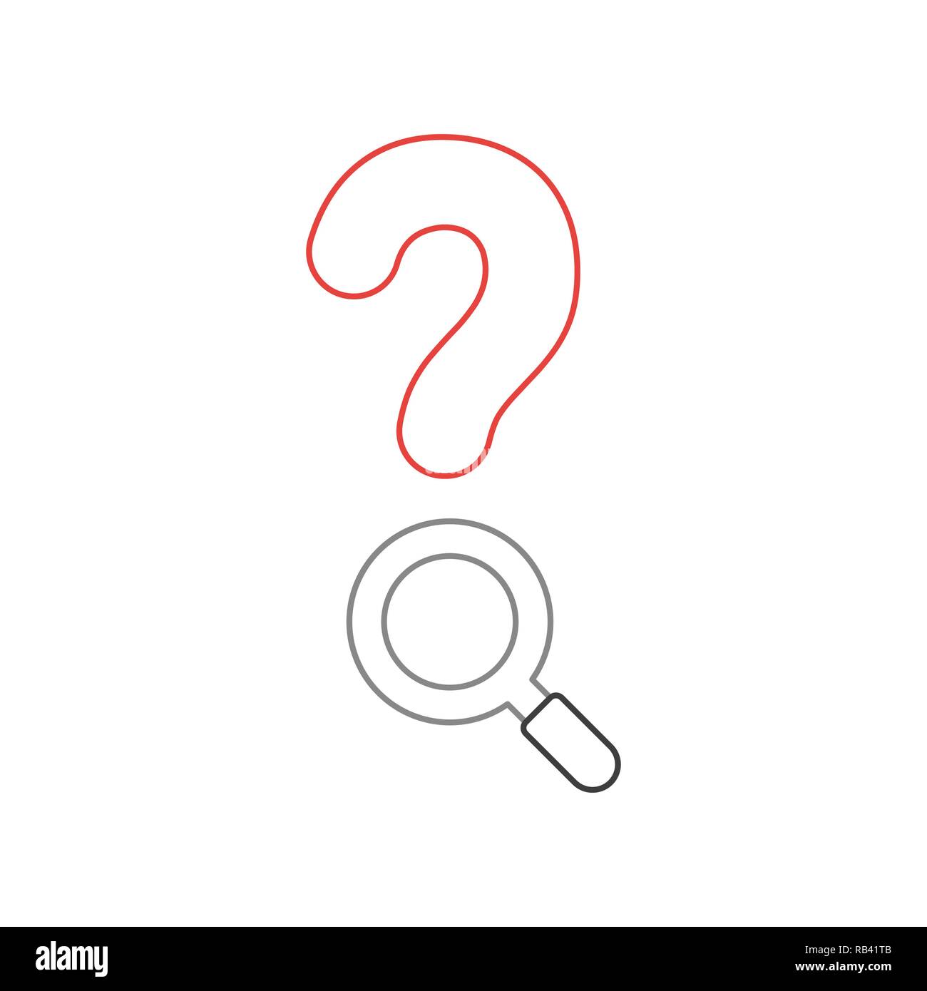 Vector illustration icon concept of question mark with magnifying glass. Color outlines Stock ...