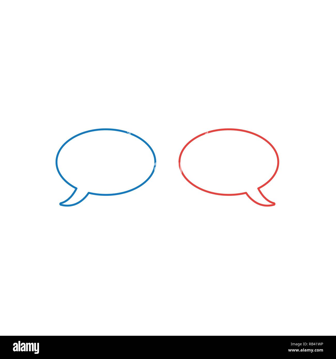 Vector illustration icon concept of two speech bubbles. Color outlines ...