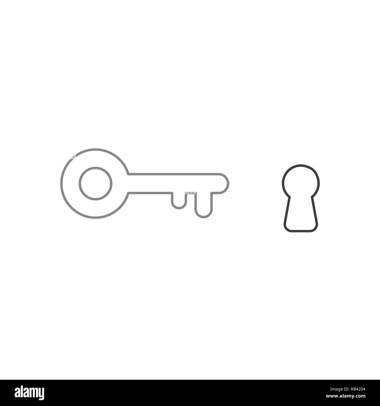 Vector illustration icon concept of key and keyhole. Color outlines ...