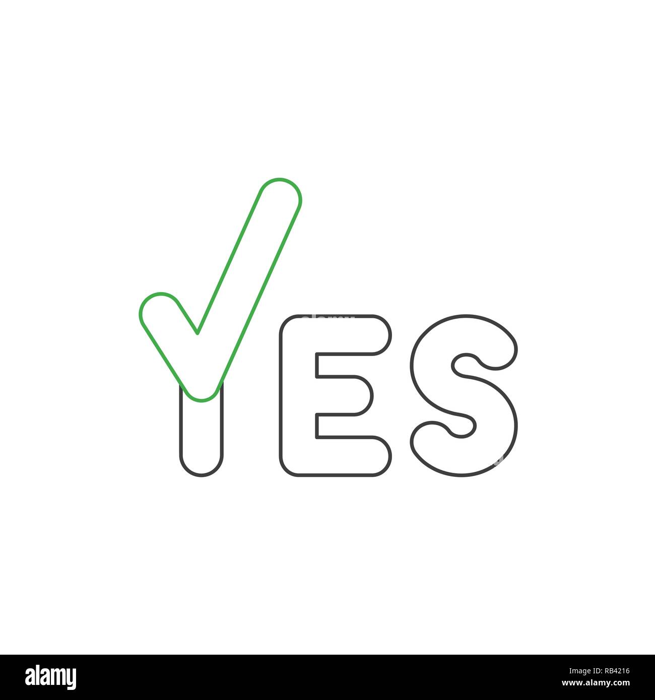 Vector illustration icon concept of yes word with check mark. Color ...