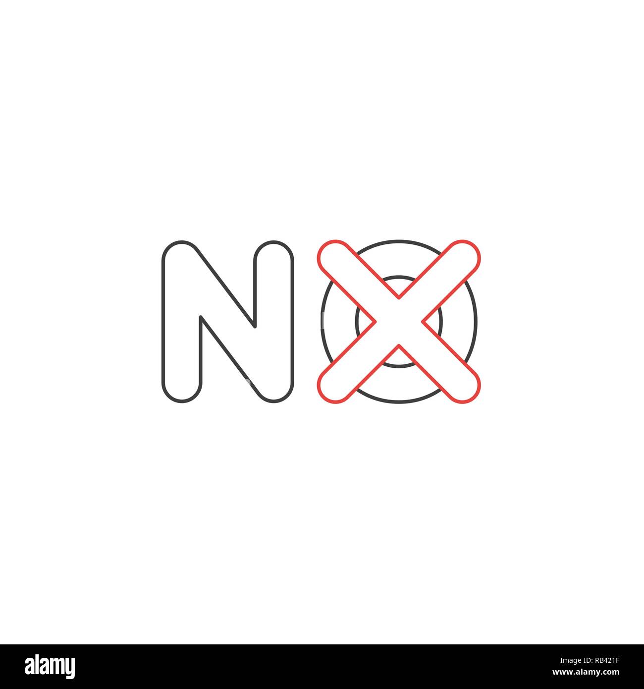 Vector illustration icon concept of no word with x mark. Color outlines ...