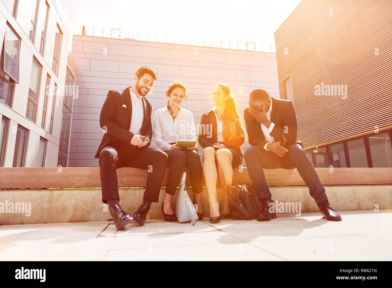 People Working Together As A Team Outside