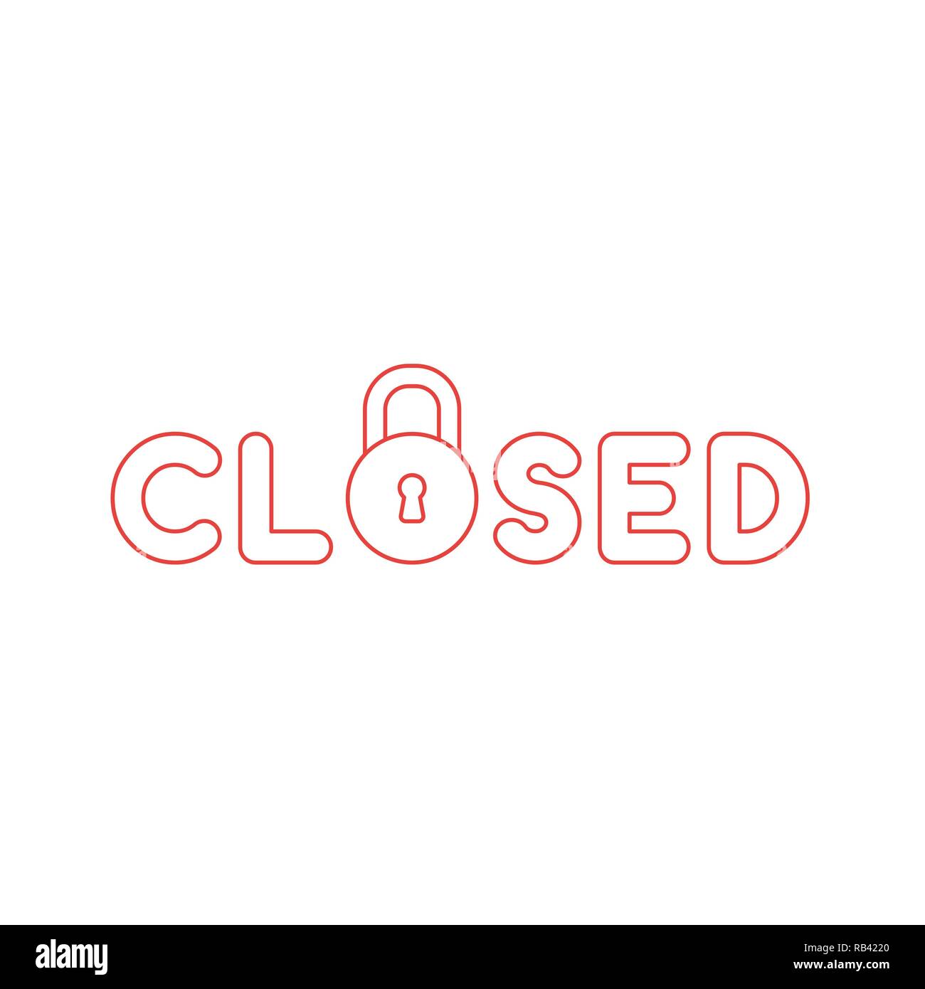 Vector illustration icon concept of closed word with closed padlock ...