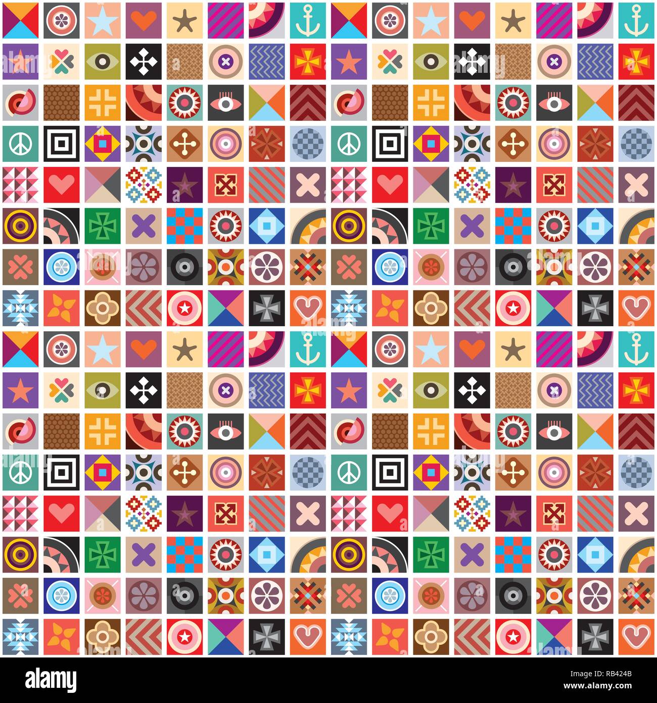 Large set of different abstract vector patterns and symbols. Seamless ...