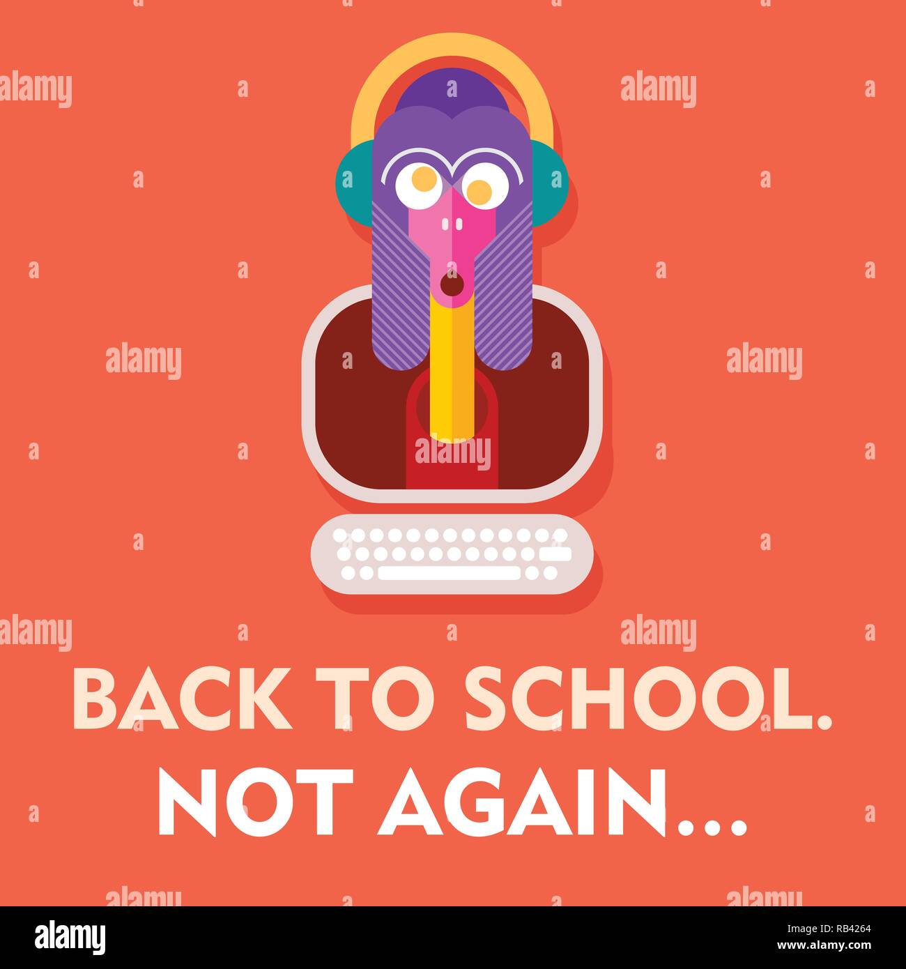 Back to School. Not Again - funny vector poster Stock Vector Image ...