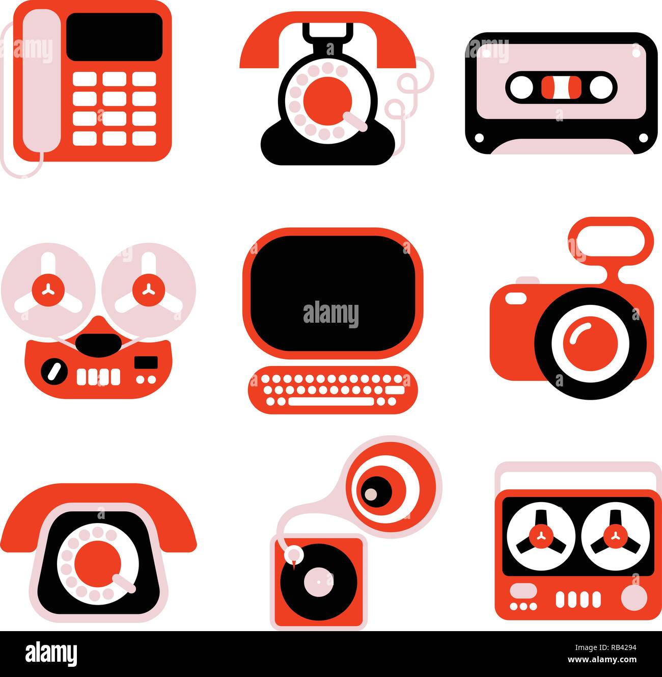 Electronic devices flat vector icons isolated on a white background ...