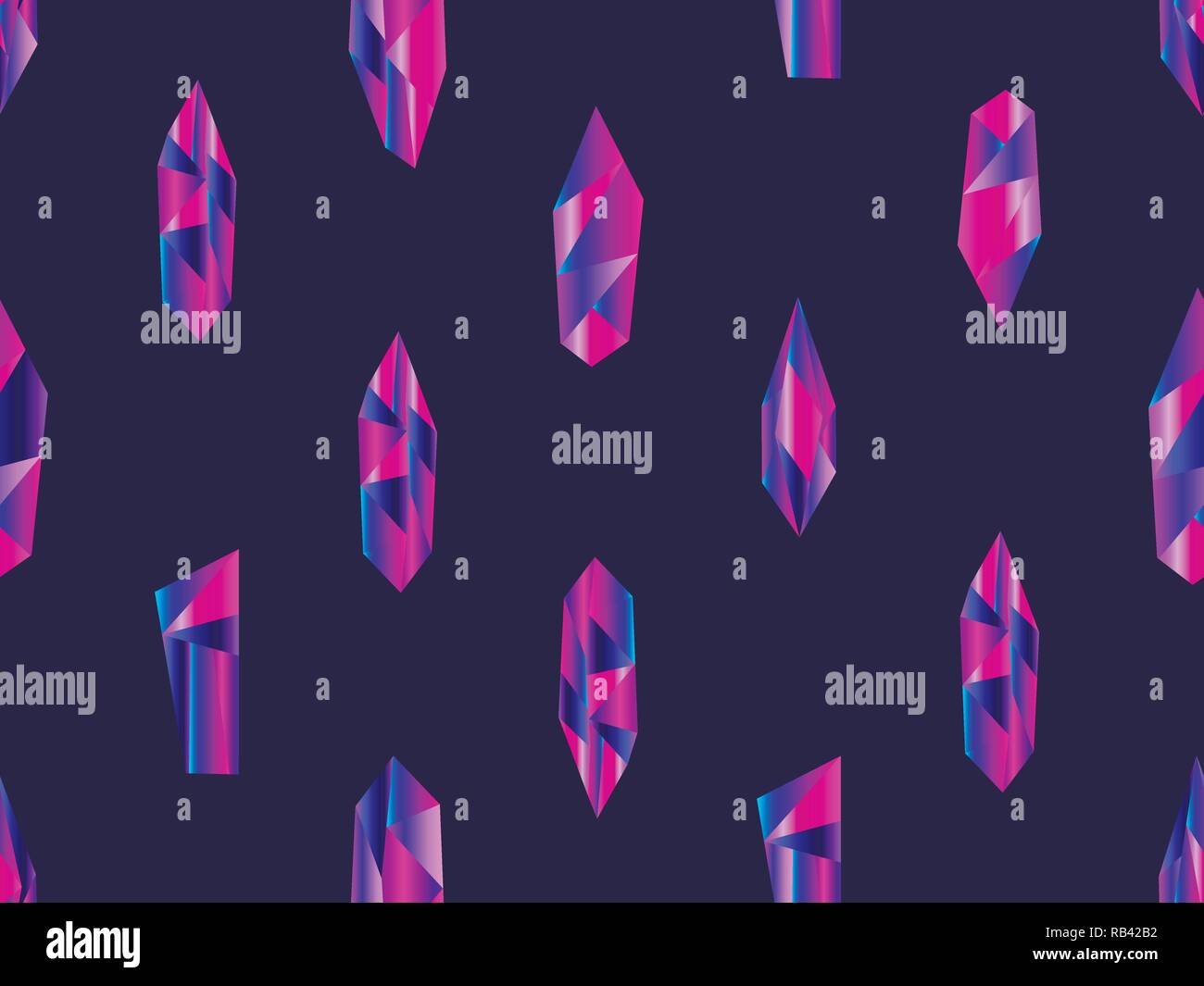 Crystals with violet gradient seamless pattern. Minerals, design ...