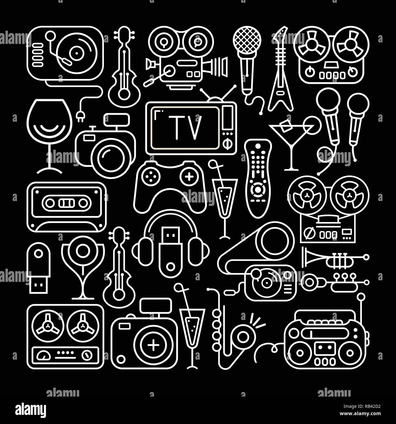 Art line on a black background Entertainment and Home electronics ...