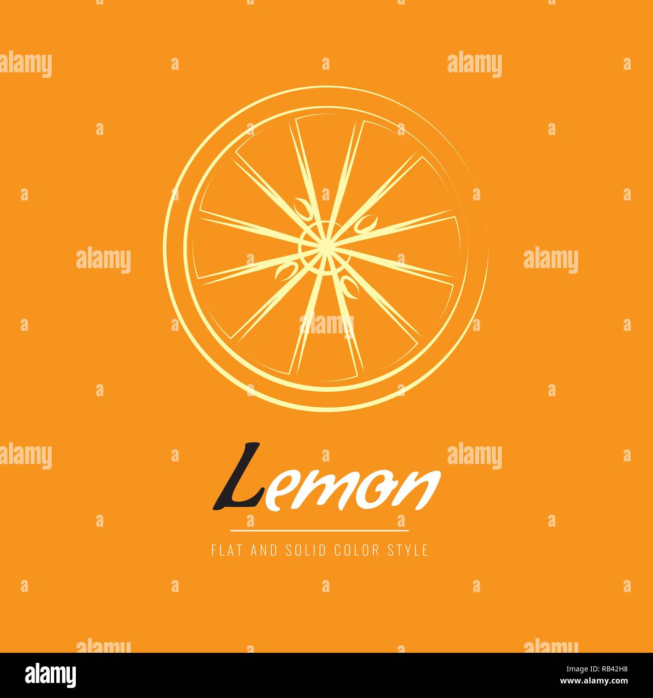 Sliced lemon icon. Line art or outline style Healthy food logo concept ...