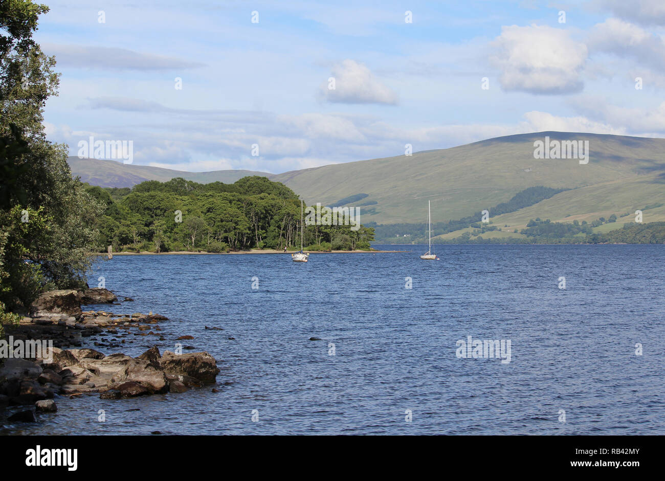 Summertime view of the western end of beautiful Loch Tay near Morenish ...