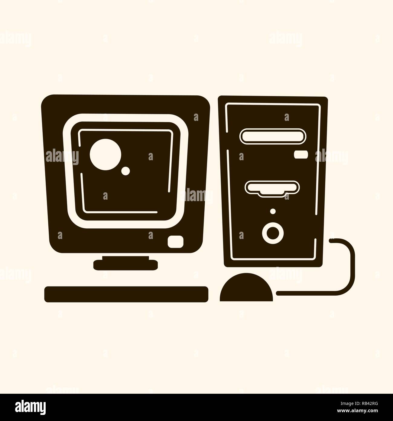 Vintage computer in the style of flat . Vector Stock Vector Image & Art ...