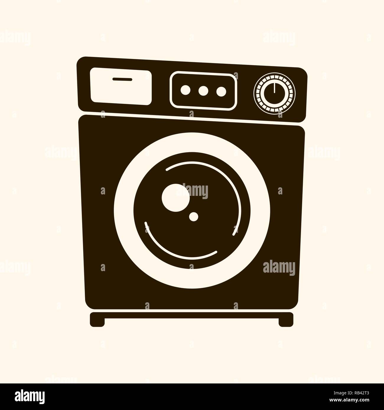 Retro Washing machine Vector illustration on light background Stock ...