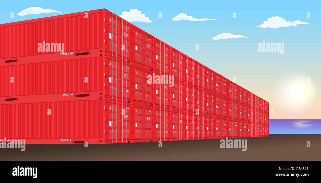 Shipping containers stacked stack Stock Vector Images - Alamy