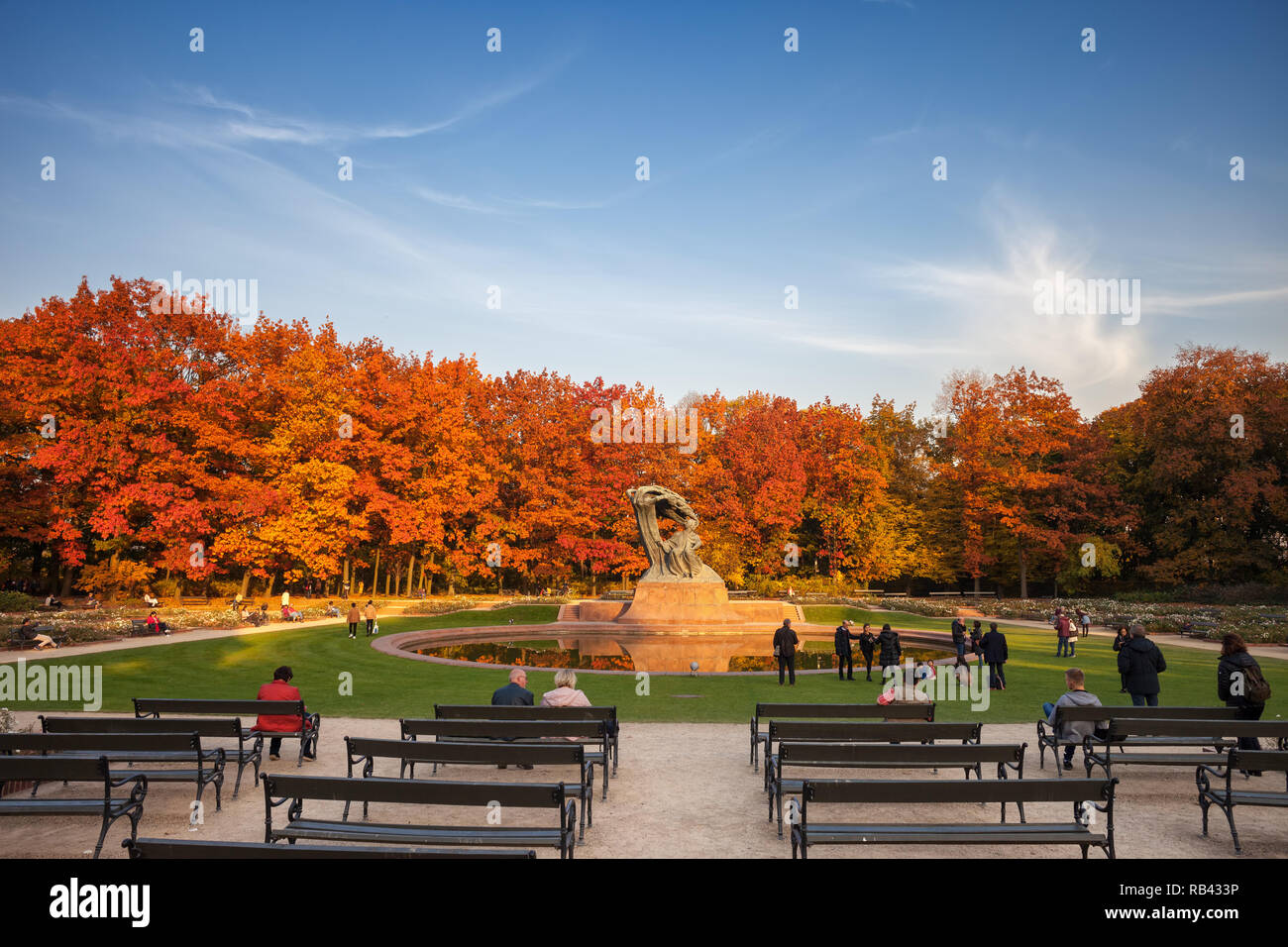 Autumn in Lazienki Park in Warsaw, Poland, Chopin monument of Polish ...
