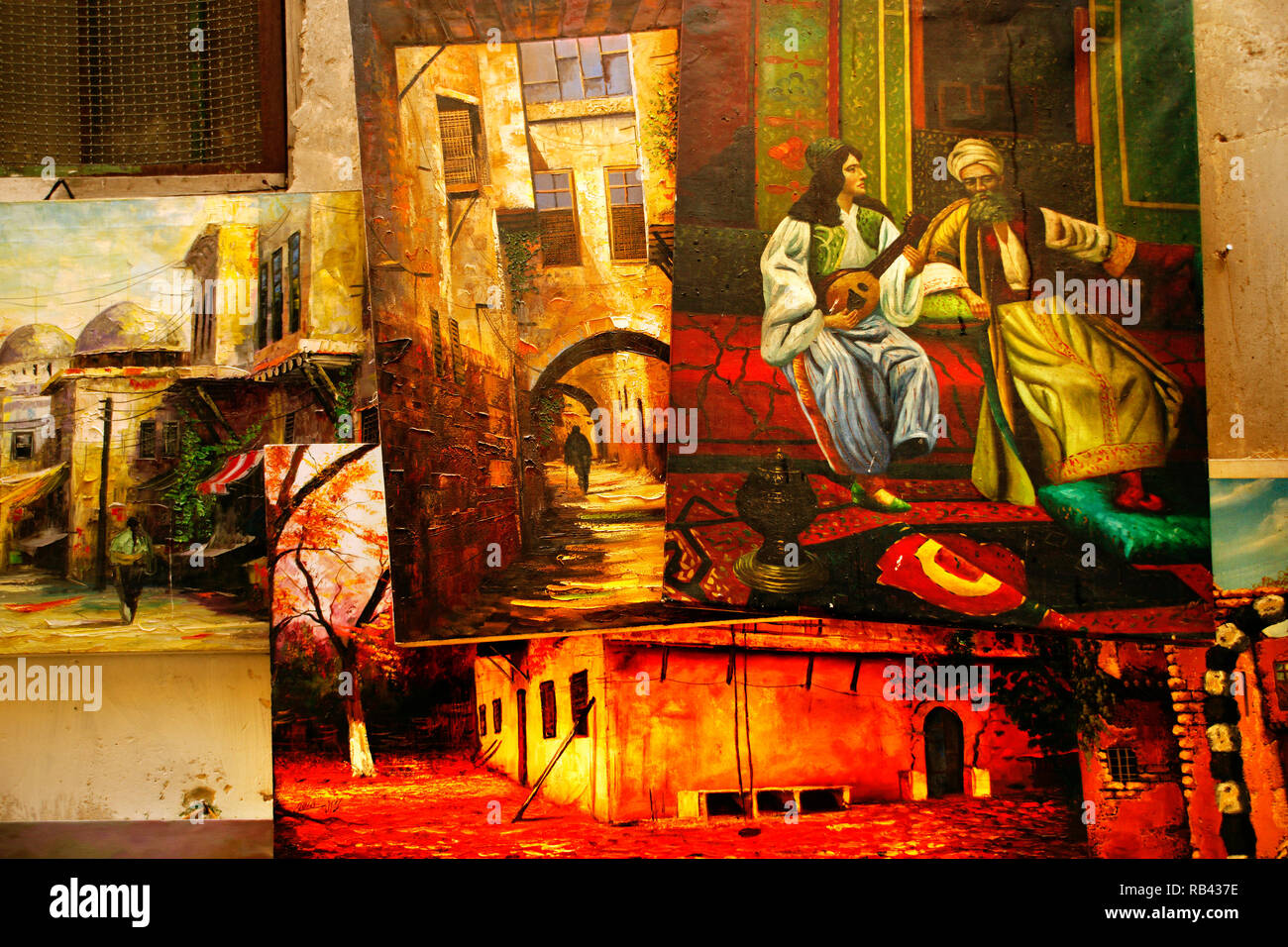 Oriental painting in the Souk Hamidiyé. Damascus. Syria, Middle East ...
