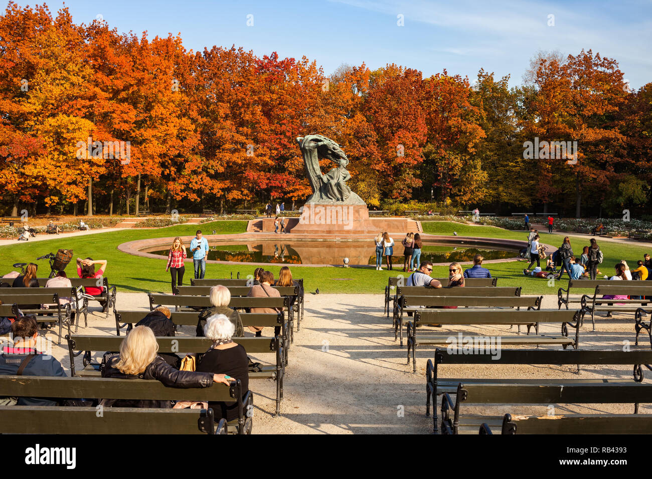 Autumn in Royal Lazienki Park in Warsaw, Poland, Chopin monument of ...