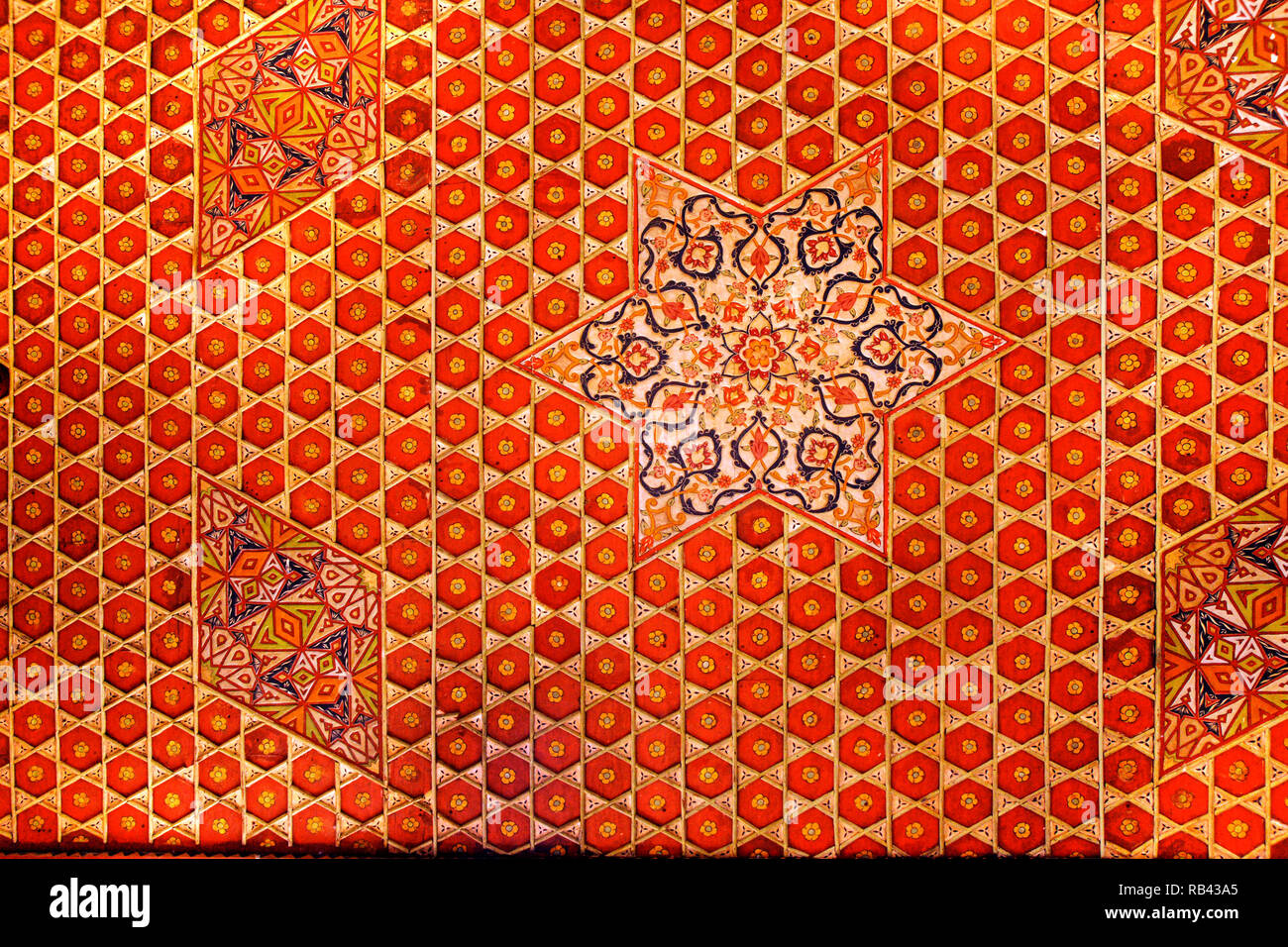 Decorated wood ceilling at Beit Al-Sibaï Palace. Damascus. Syria ...