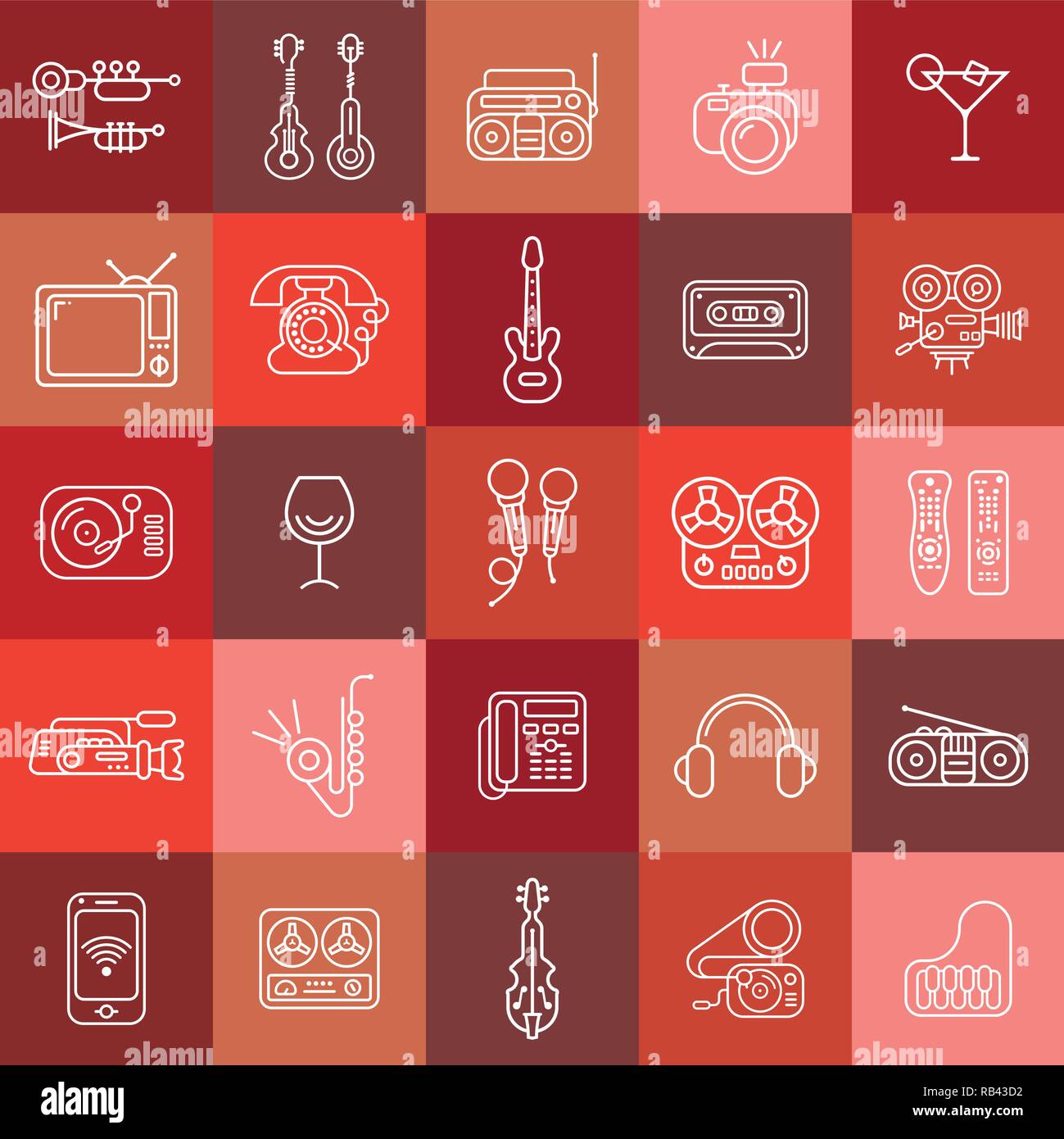 Line art vector icons. Entertainment symbols Stock Vector Image & Art ...