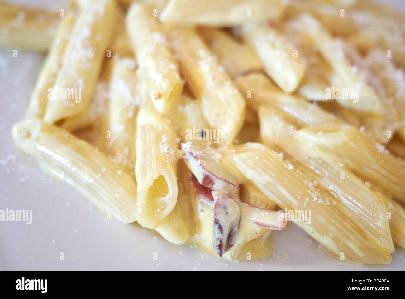 Milan, Italy - July 20, 2017 : Macaroni with saffron and speck Stock ...