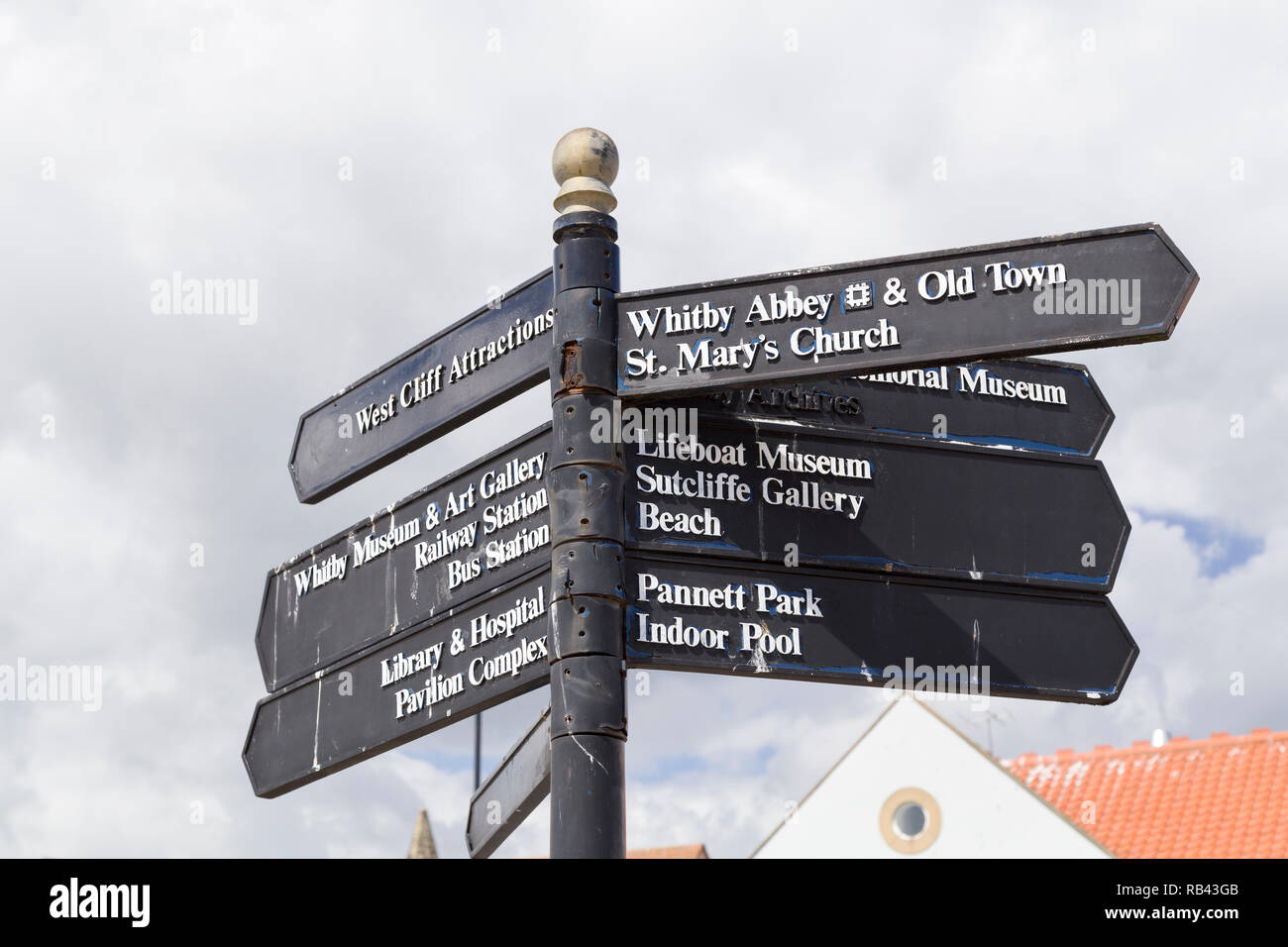 UK, Whitby, tourist signpost giving directions Stock Photo - Alamy